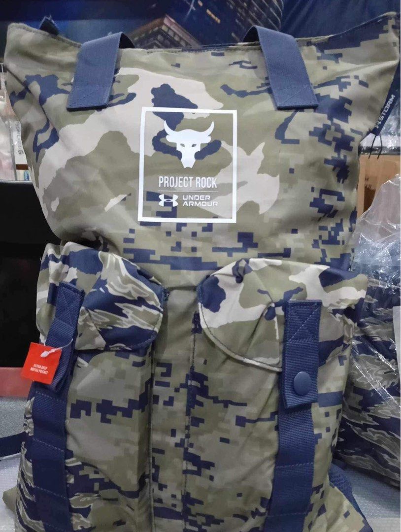 Under Armour Project Rock Sackpack Backpack - Grey Comouflage, Men's ...