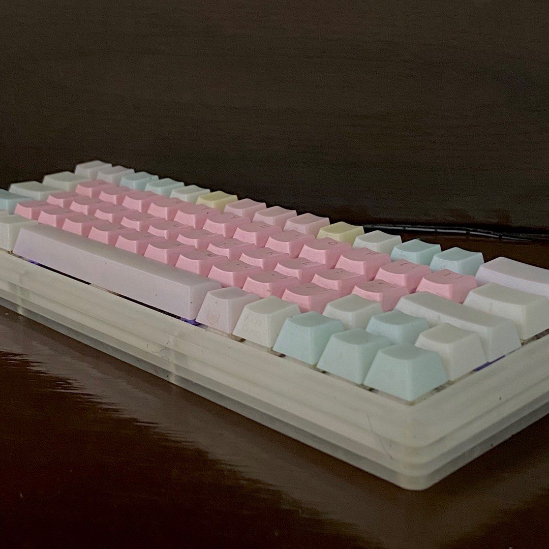 White Akko Acrylic 64 RGB Mechanical Keyboard Set Pastel Theme Milky ...