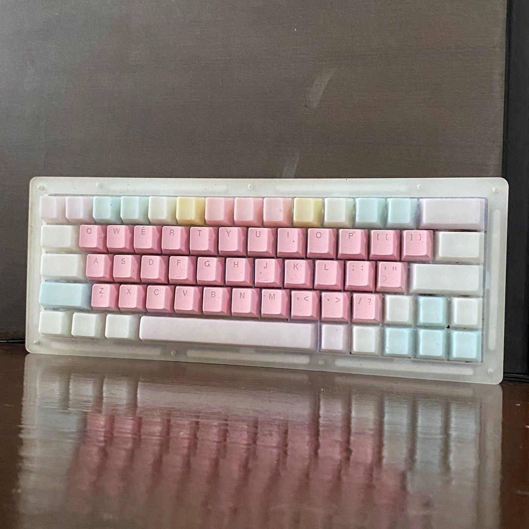 White Akko Acrylic 64 RGB Mechanical Keyboard Set Pastel Theme Milky ...