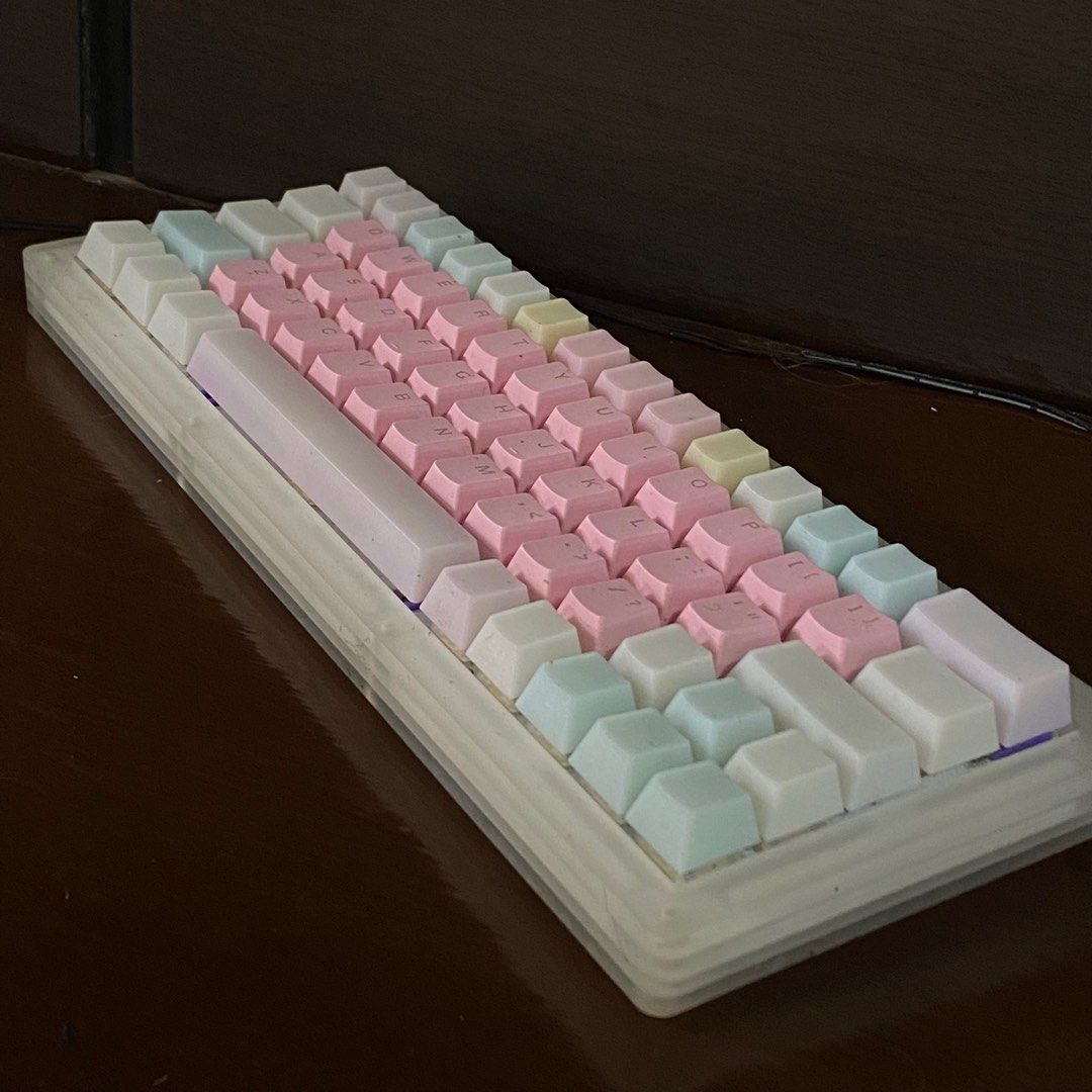 White Akko Acrylic 64 RGB Mechanical Keyboard Set Pastel Theme Milky ...