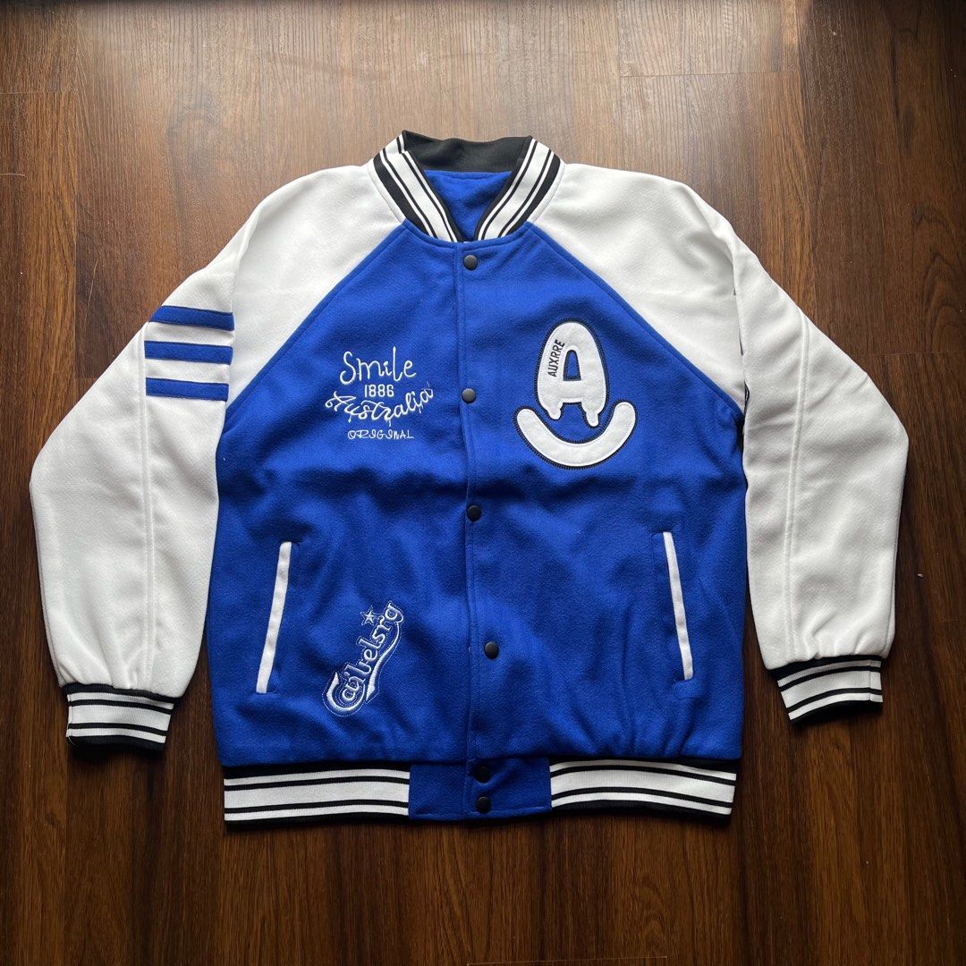 White and Blue Letterman Varsity Jacket, Men's Fashion, Coats, Jackets ...