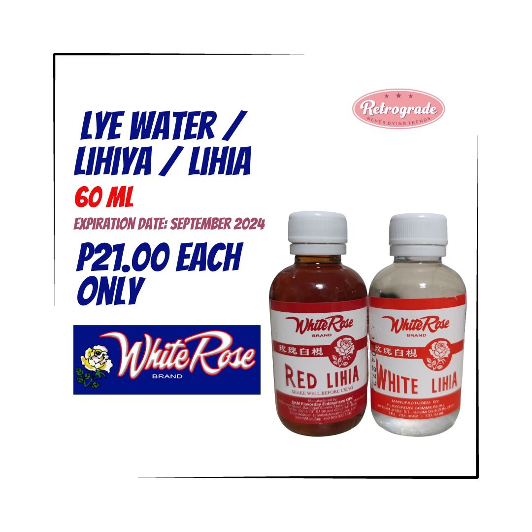 White Rose Lye Water Lihiya Lihia Red and White 60ml, Food & Drinks ...