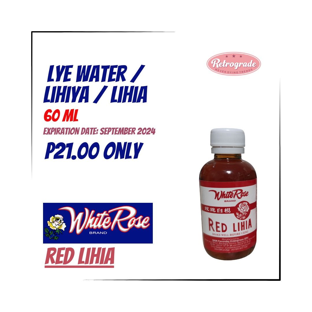 White Rose Lye Water Lihiya Lihia Red and White 60ml, Food & Drinks ...