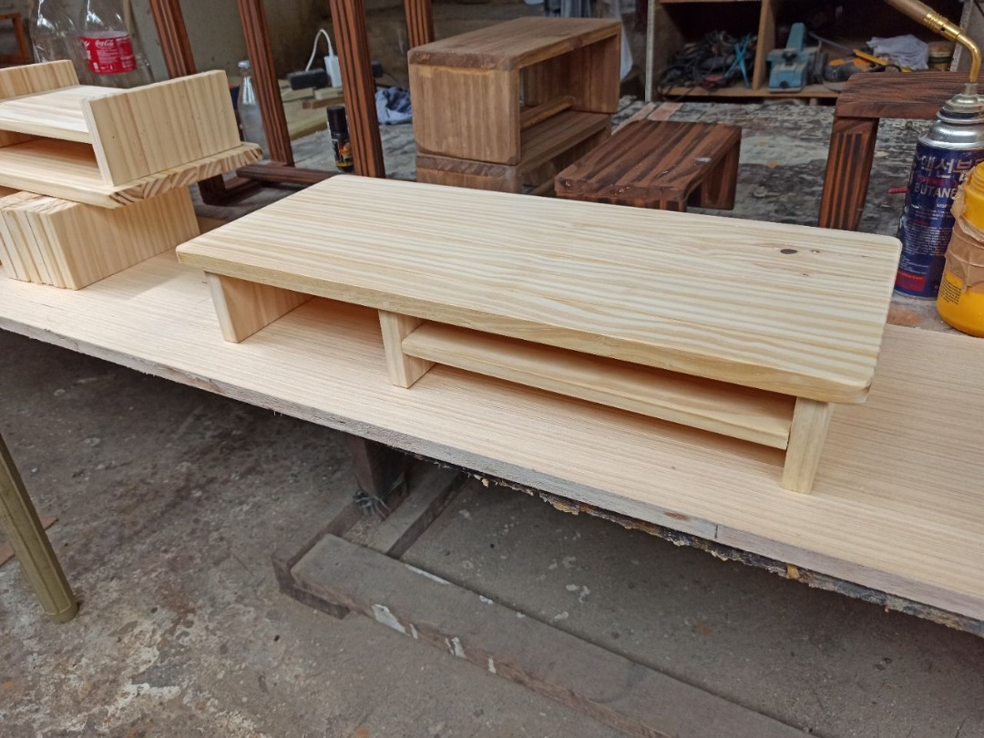 Wooden monitor riser (with shelf), Furniture & Home Living, Office ...