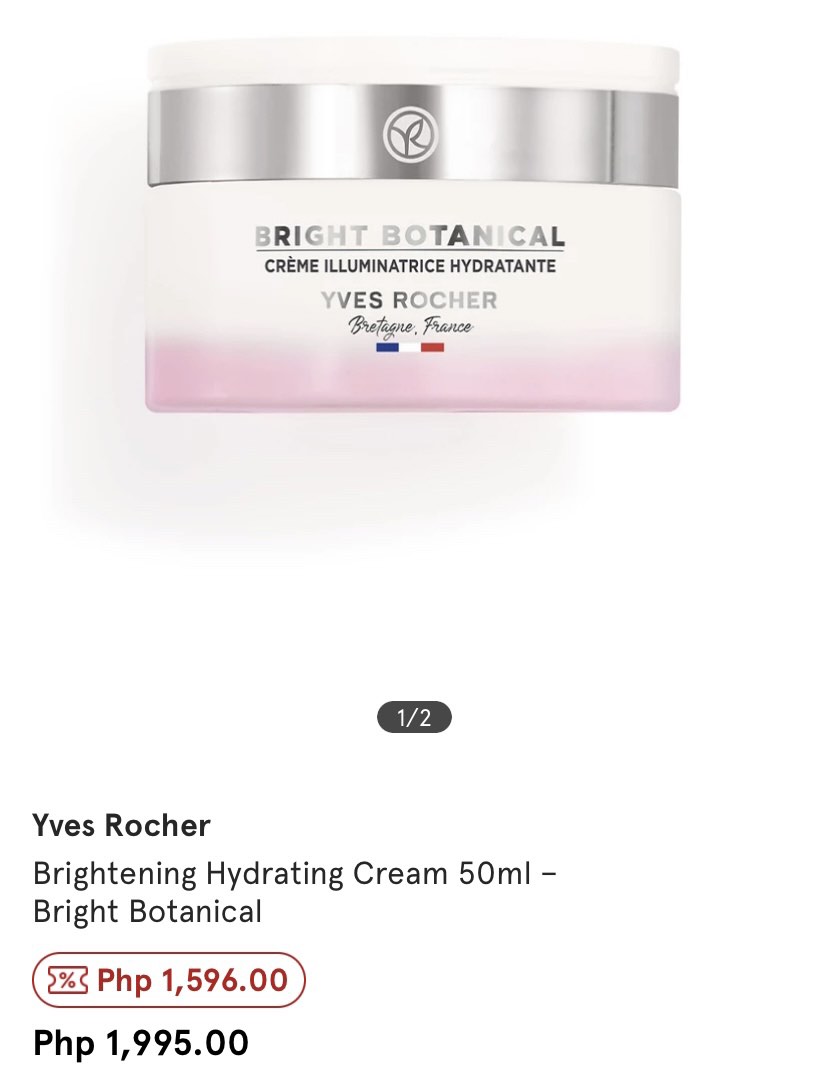 Yves Rocher Bright Botanical Brightening Hydrating Cream 50ml, Beauty ...