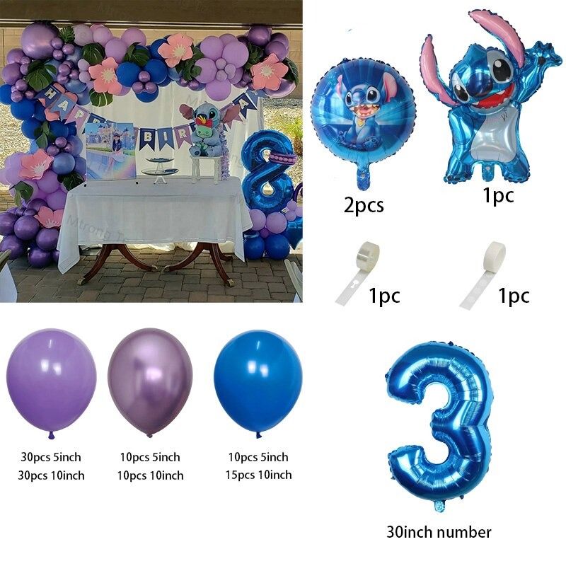 1set Lilo Stitch Arch Kit Garland Foil Helium Balloon Baby Shower ...