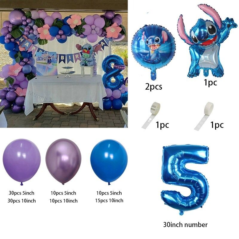1set Lilo Stitch Arch Kit Garland Foil Helium Balloon Baby Shower ...
