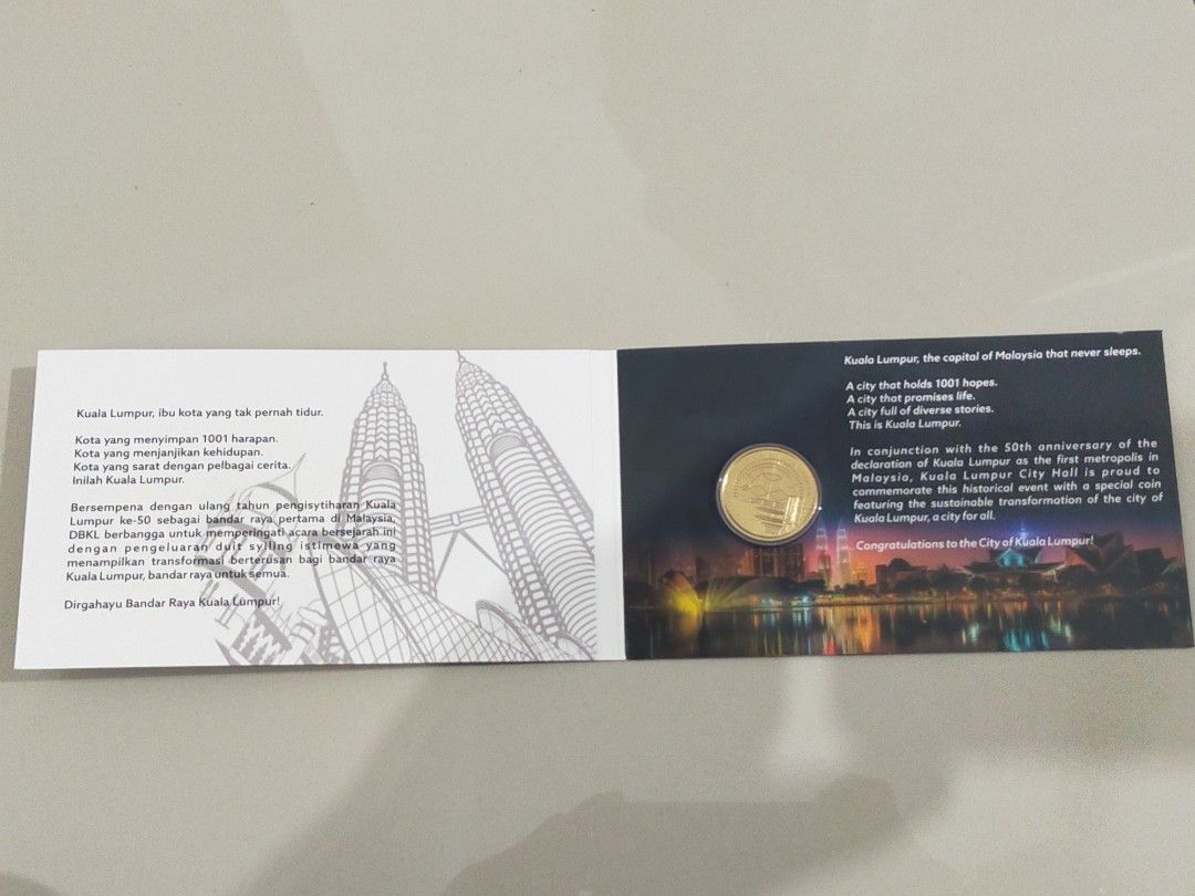 2022 Coin card Kuala Lumpur 50th anniversary of declaration first metropolis sambutan ulang ...