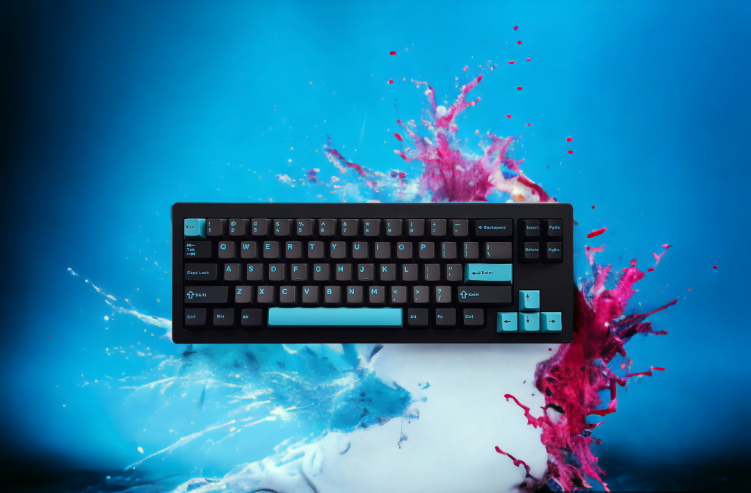 65% Custom Mechanical Keyboard (BlackTeal0209) - Fully Modded Tri Mode ...