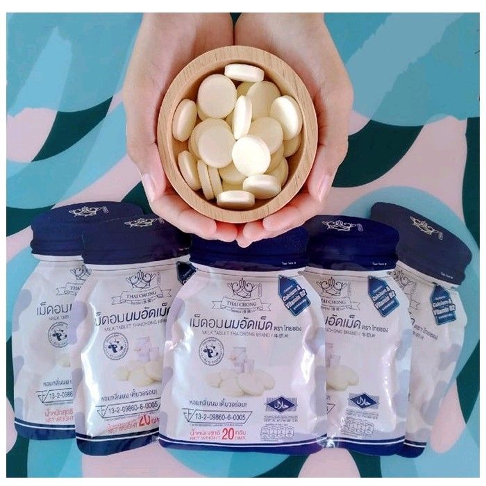 ( 88-38-01 ) Thailand Milk Tablet ThaiChong Brand Milk Candy 20g 5 Pack ...