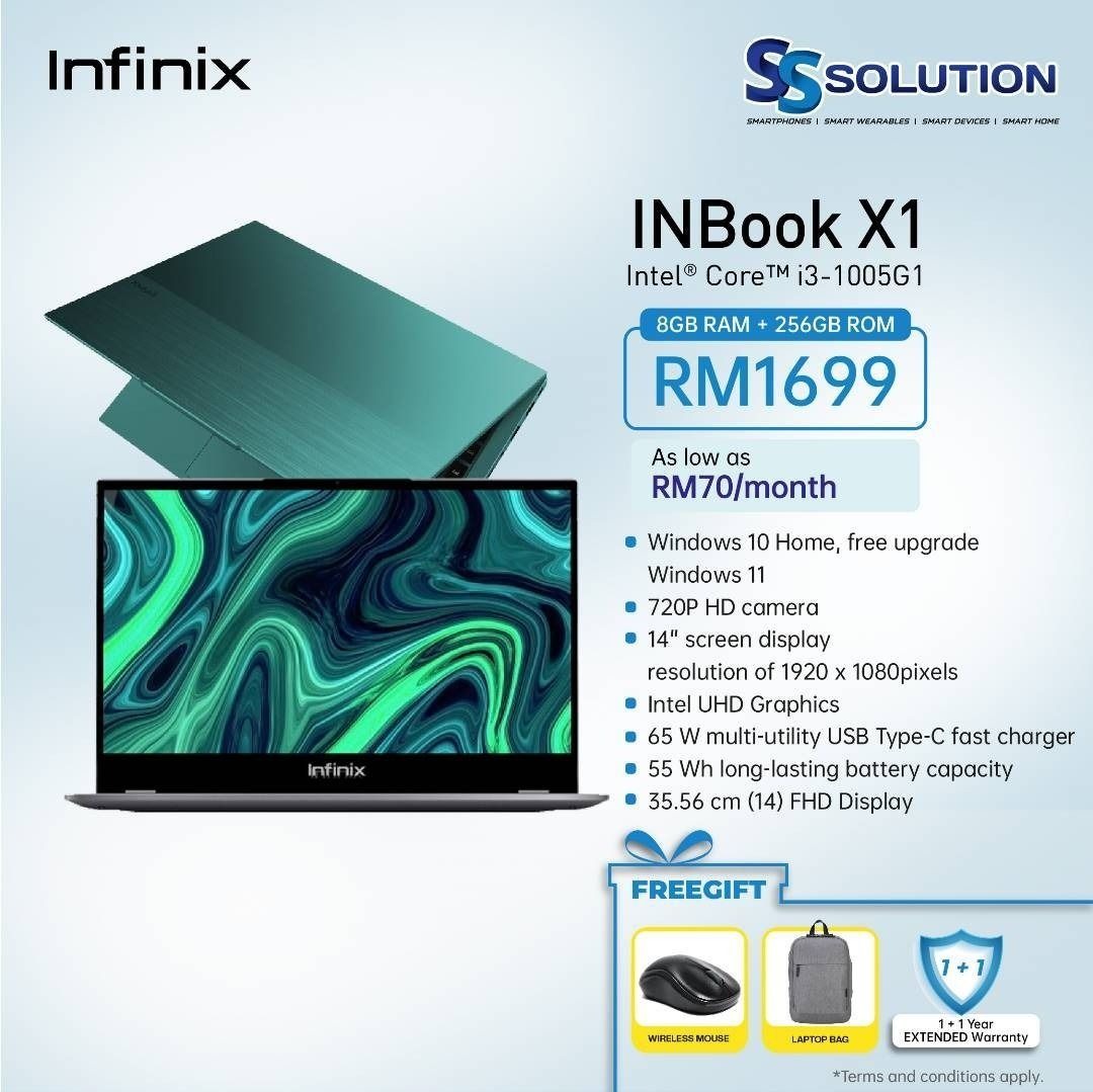 INFINIX InBook X1 Intel i3 10th Gen | Intel Core i3-1005G1 [8GB+256GB ...