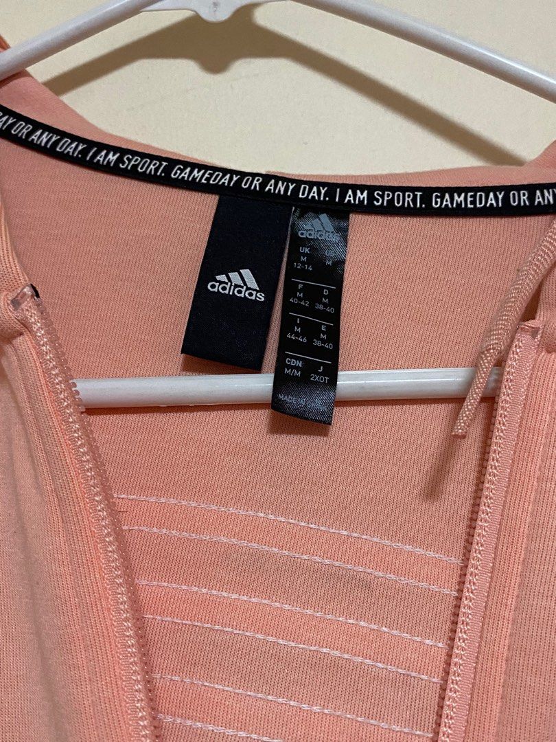 Adidas peach hooded jacket, Women's Fashion, Activewear on Carousell