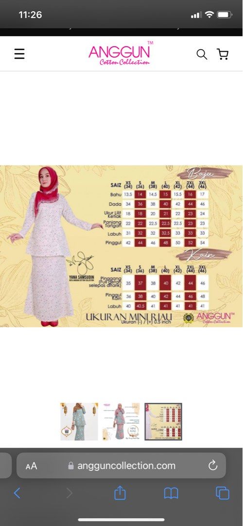 Anggun Collection Kurung Mini Riau, Women's Fashion, Muslimah Fashion ...