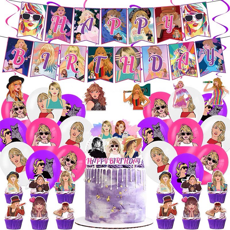 [Avail] Taylor Swift A Balloons Decoration Set w Swirling Deco Banner ...