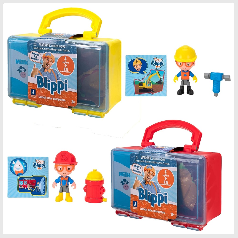 Blippi Lunch Box Surprise 2 Pack, Construction and Firefighter 3-Inch ...