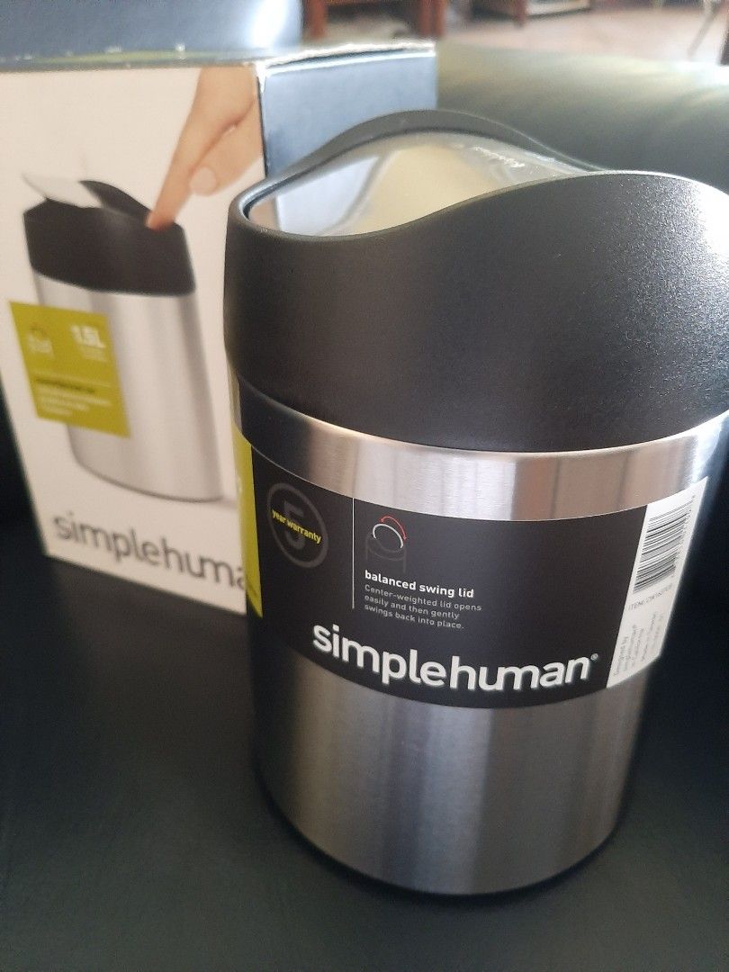 BN 1.5L simplehuman countertop trash can, Furniture & Home Living, Cleaning & Homecare Supplies ...
