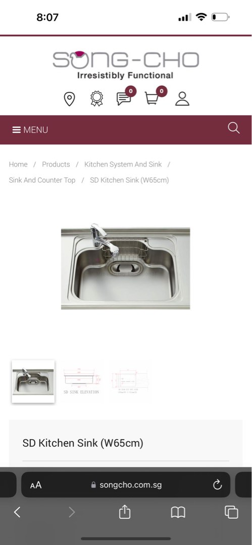 Brand new kitchen sink / Song-cho / W65cm / UP $1,095, Furniture & Home ...