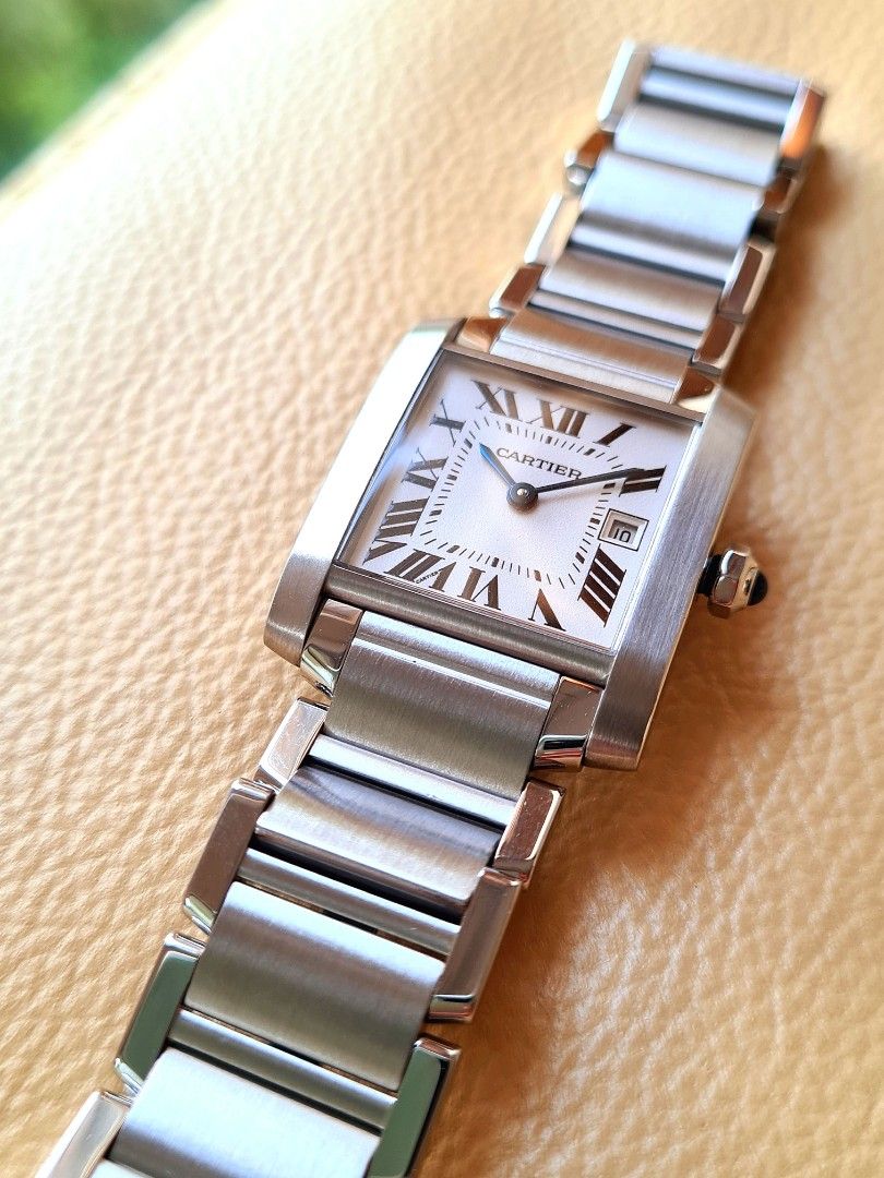 Cartier Tank Francaise White Roman Dial Date Steel Quartz Ladies Quartz ...