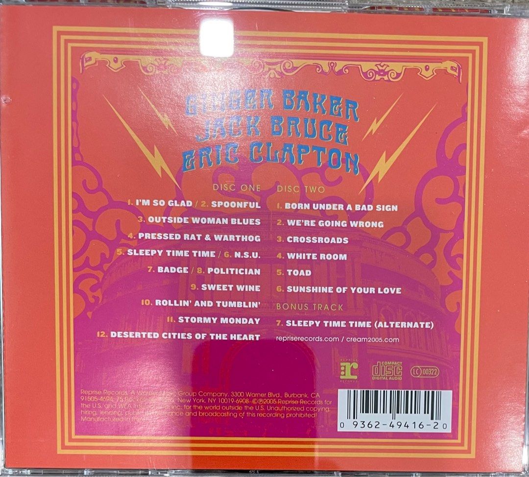 CD: rock, blues (free delivery) - Cream Royal Albert Hall London May ...