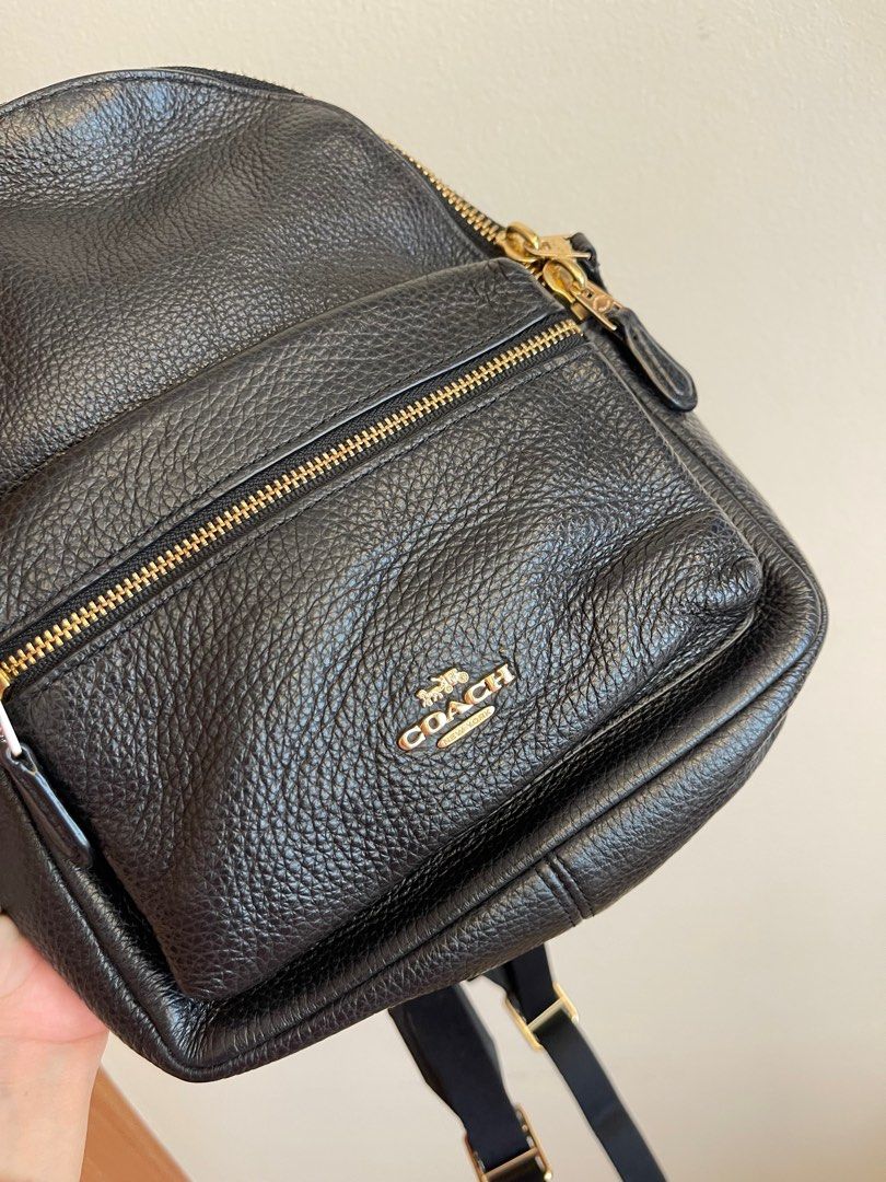 Coach mini backpack purse (black leather with gold detail) coach on ...
