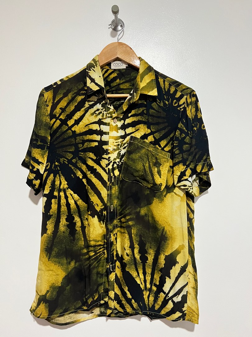 Coco Republic Black/Yellow Tie Dye Summer Polo, Men's Fashion, Tops ...