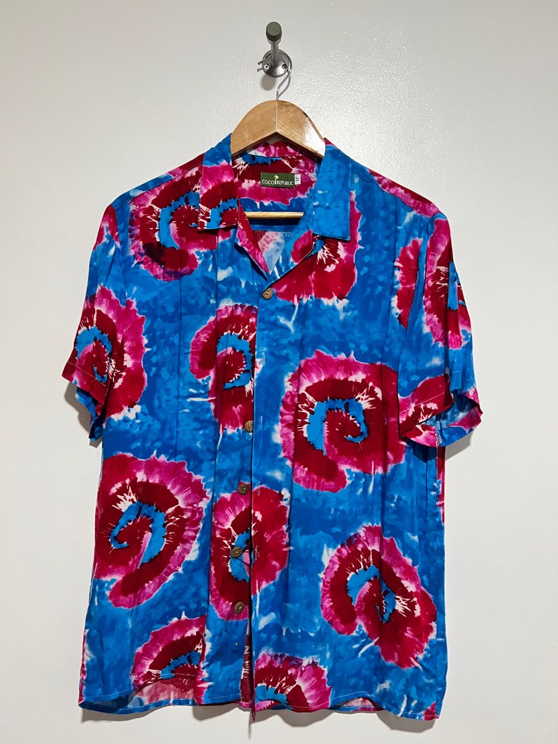 Coco Republic Blue/Red Tie Dye Summer Polo on Carousell