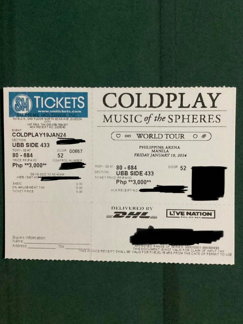COLDPLAY MUSIC OF THE SPHERE, Tickets & Vouchers, Event Tickets on ...