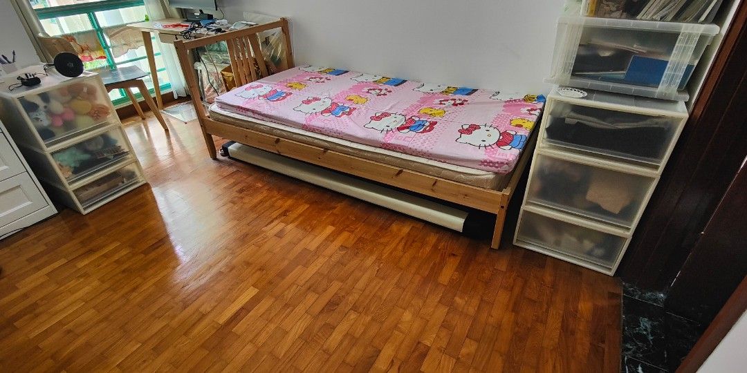 collapsible single bedframe, Furniture & Home Living, Furniture, Bed ...