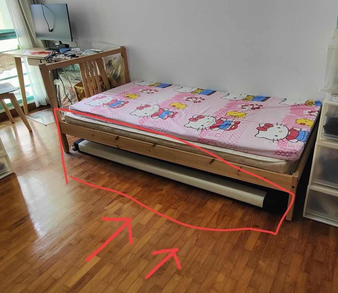 collapsible single bedframe, Furniture & Home Living, Furniture, Bed ...