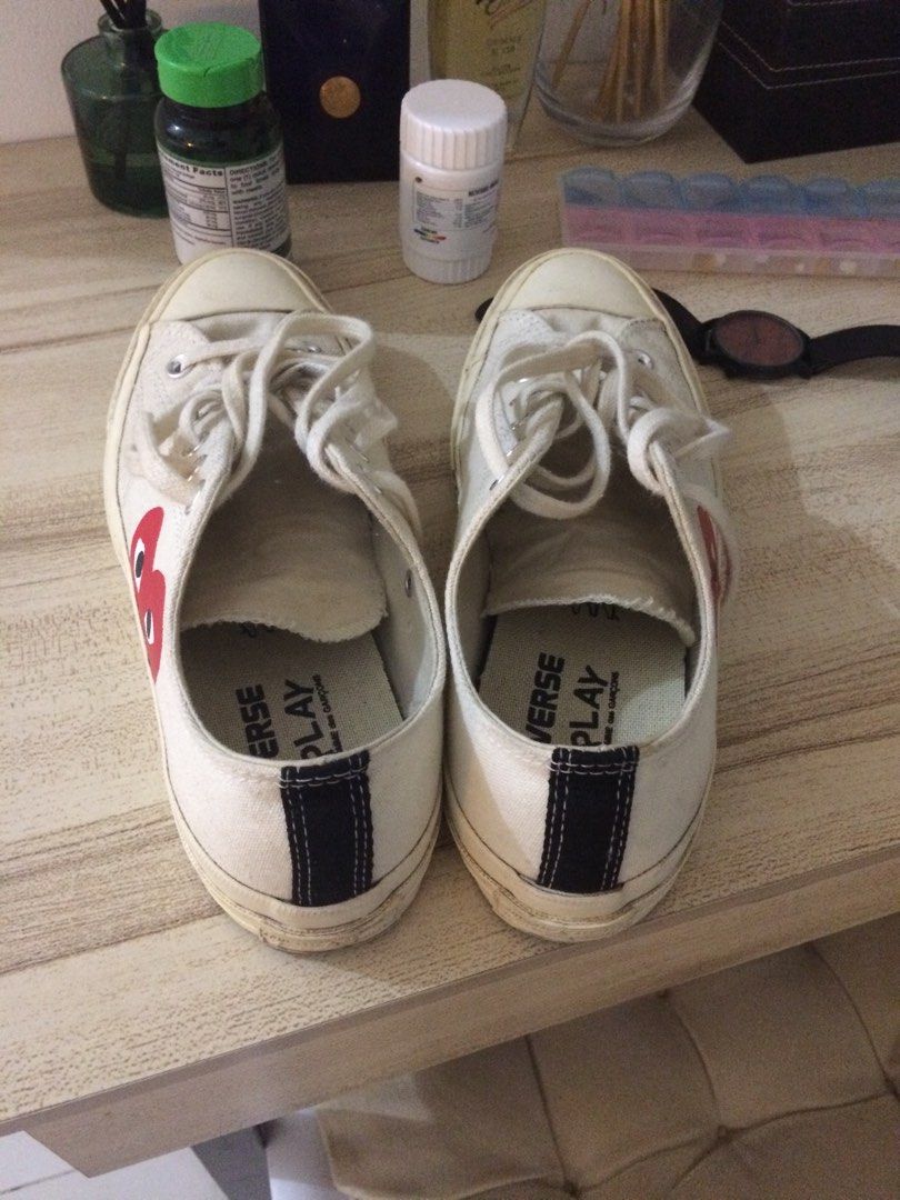 Converse CDG cream colorway, Men's Fashion, Footwear, Sneakers on Carousell