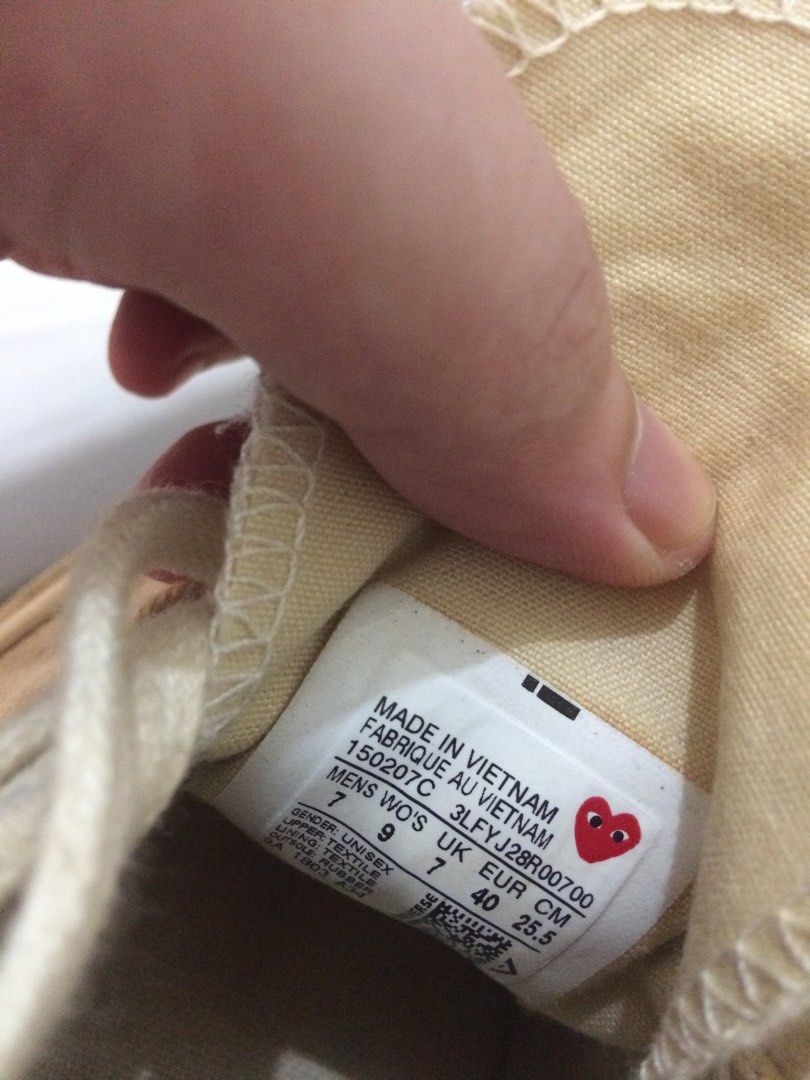 Converse CDG cream colorway, Men's Fashion, Footwear, Sneakers on Carousell