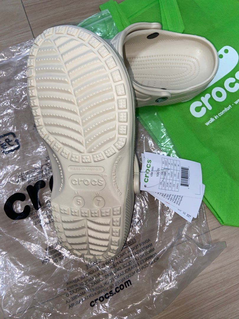 Crocs classic clog in beige white with kaws jibbitz, Women's Fashion ...