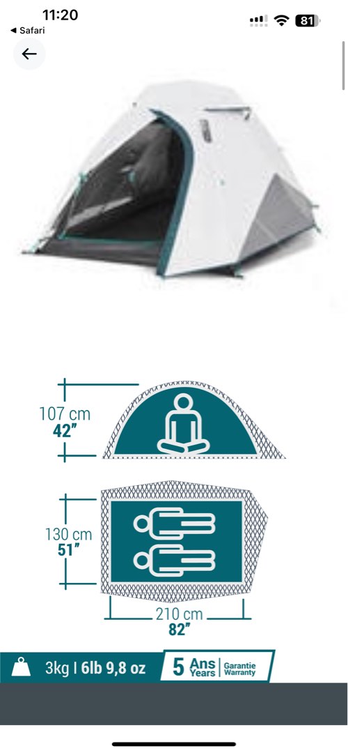 Decathlon 2 person fresh and black tent, Sports Equipment, Hiking ...