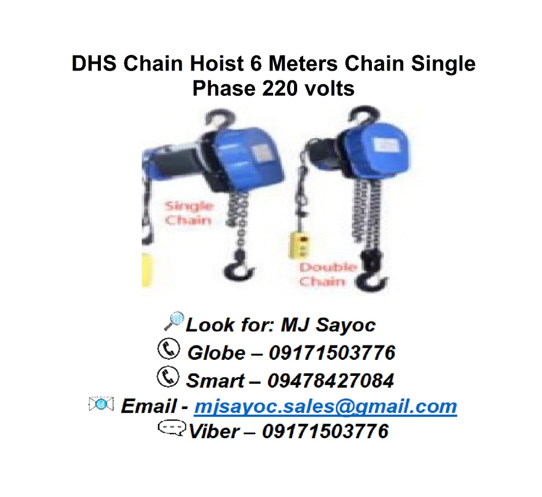 DHS Chain Hoist 6 Meters Chain Single Phase 220 volts, Commercial ...