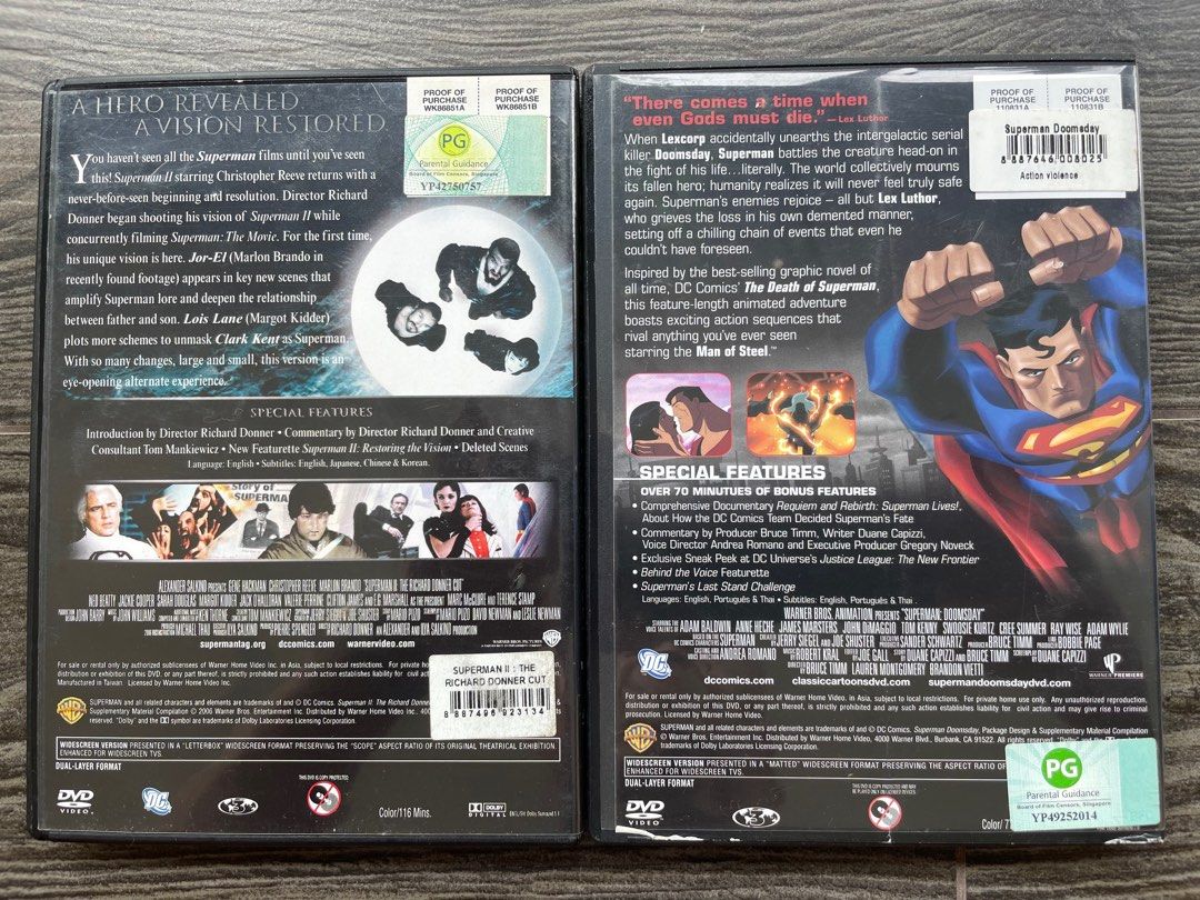 DVD - 2 Superman movies 1) Superman II 2) Superman Doomsday (animated movie), Hobbies & Toys ...
