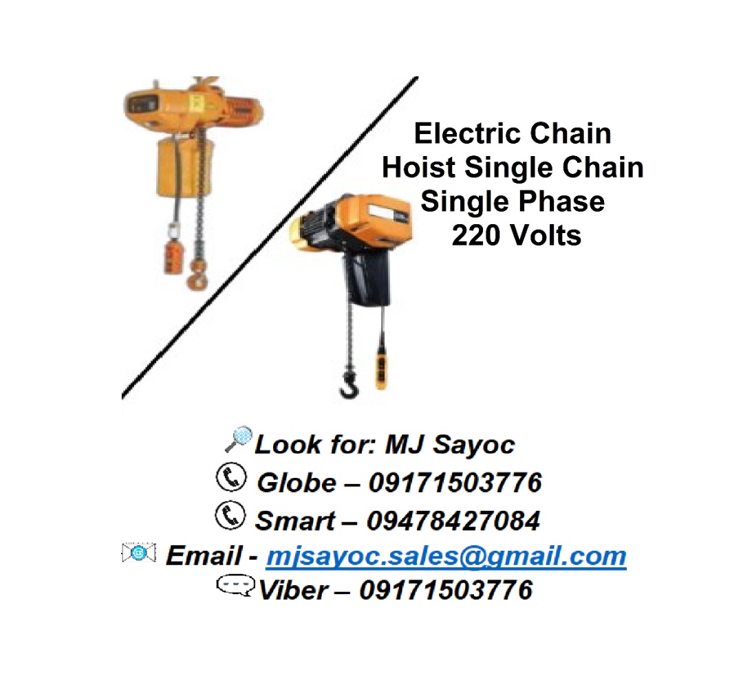 Electric Chain Hoist Single Chain Single Phase 220 Volts, Commercial ...