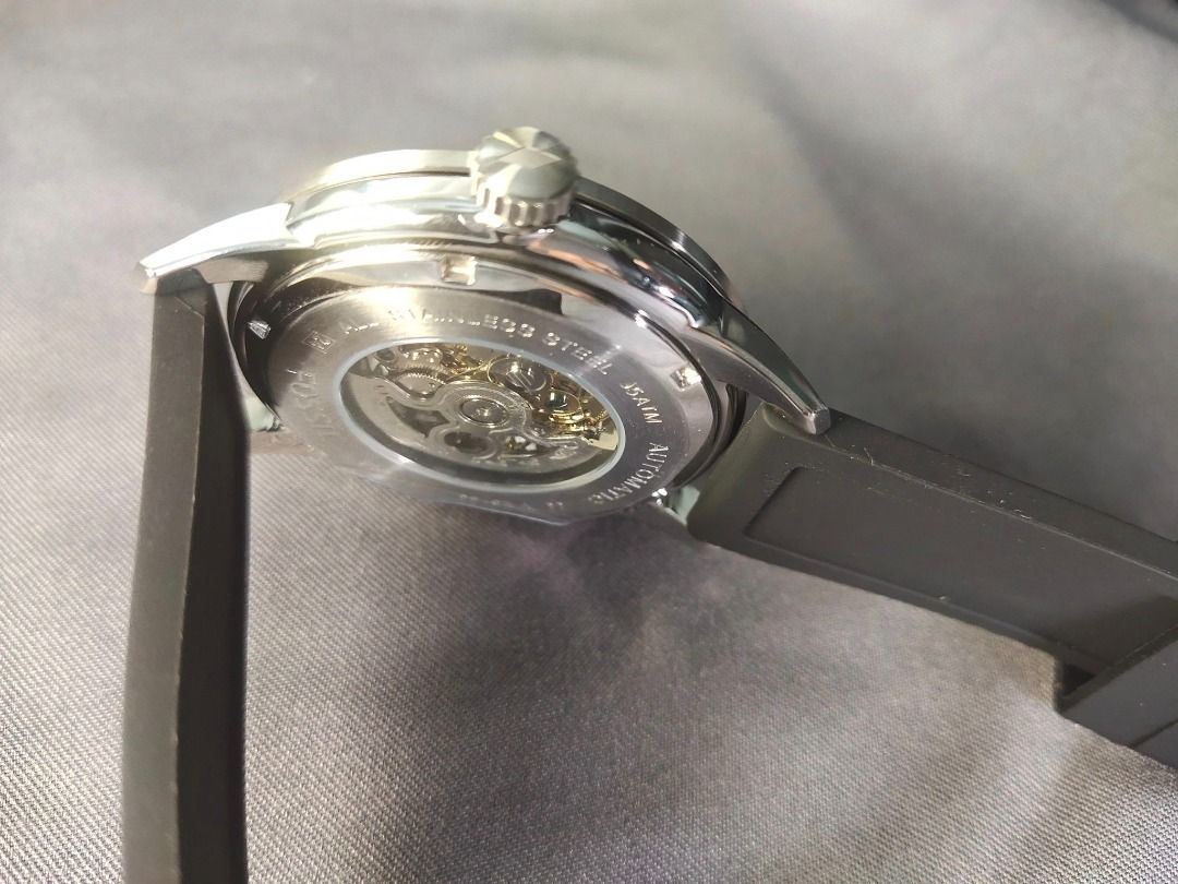 Fossil Automatic Exhibition Front Back Stainless Steel Case Roman ...