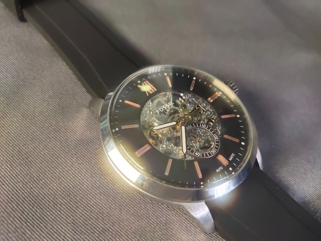 Fossil Automatic Exhibition Front Back Stainless Steel Case Roman ...