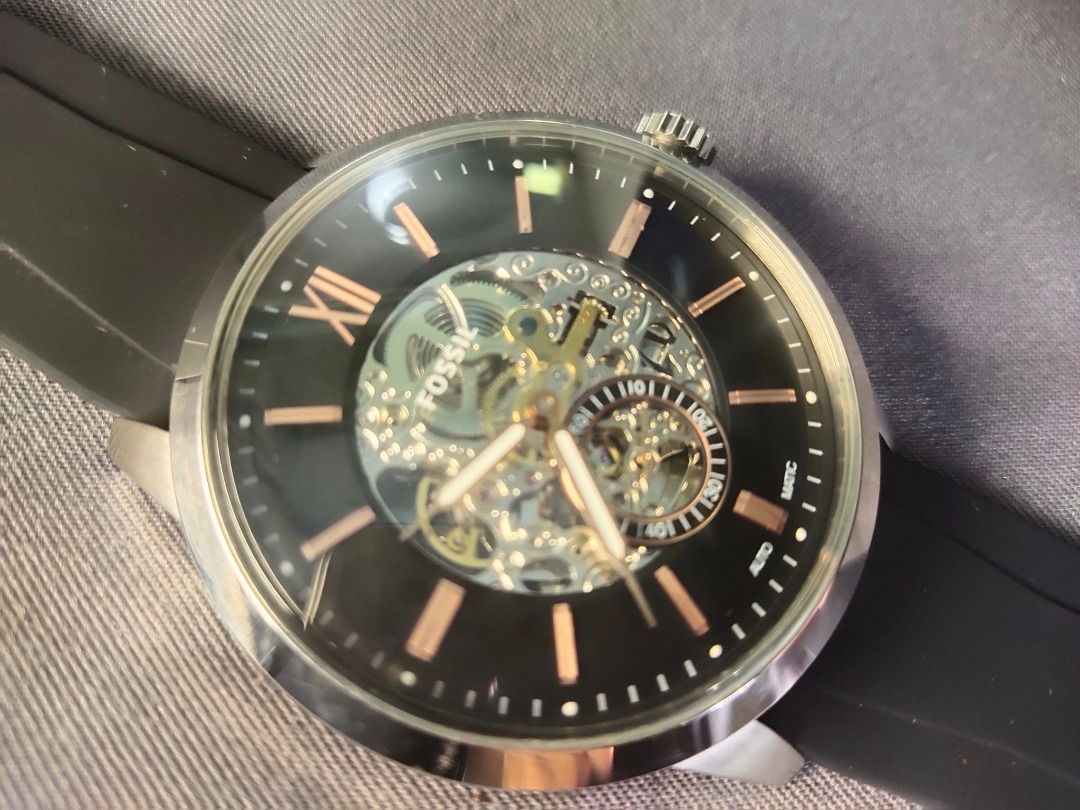 Fossil Automatic Exhibition Front Back Stainless Steel Case Roman ...