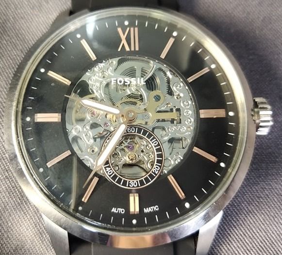 Fossil Automatic Exhibition Front Back Stainless Steel Case Roman ...