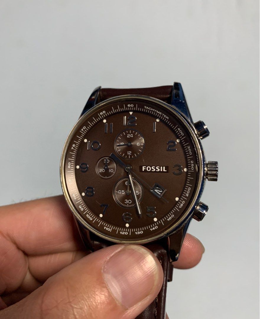 Fossil Chronograph Leather Strap Watch, Men's Fashion, Watches ...