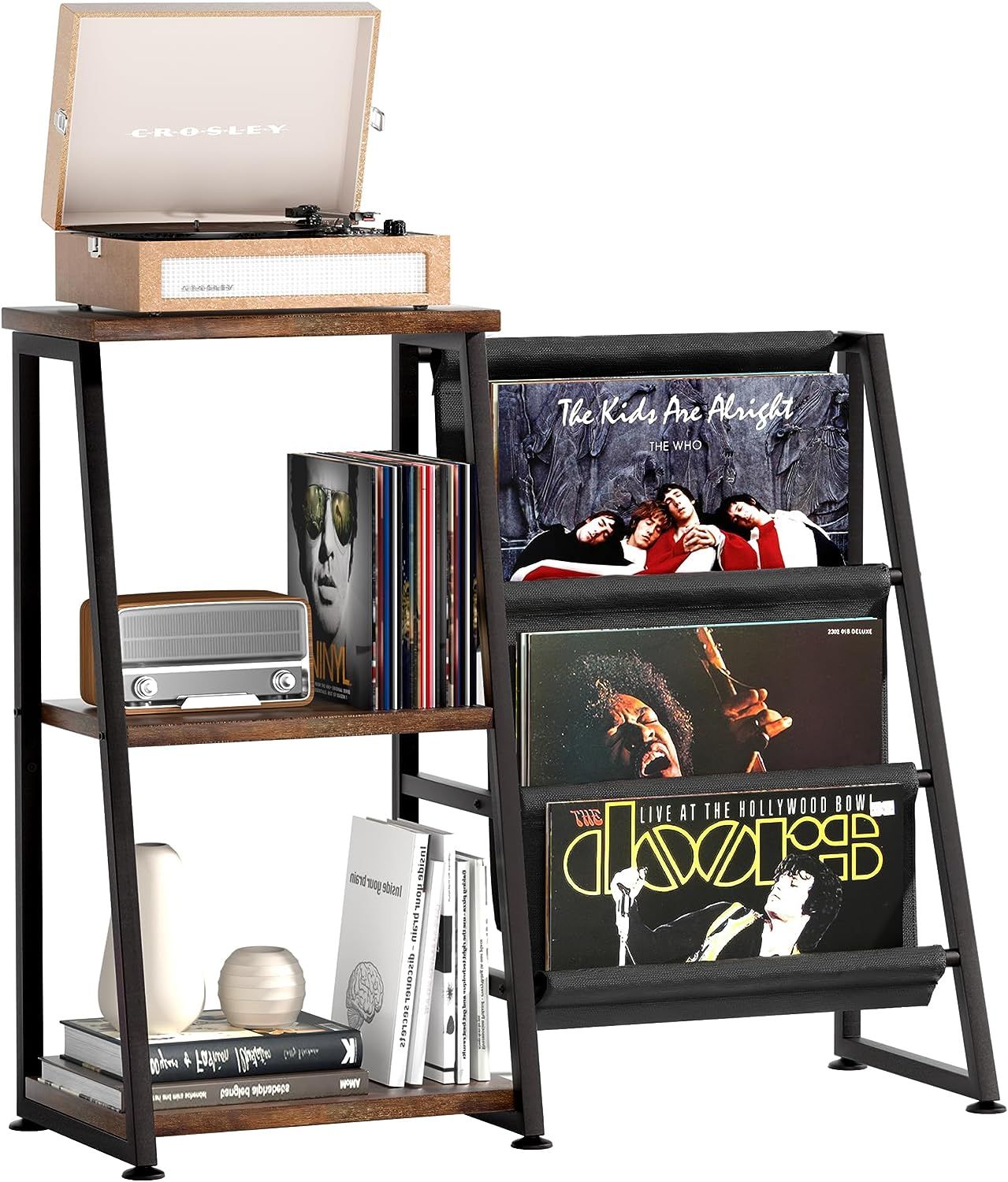 Herture Record Player Stand, Vinyl Record Storage with 3-Tier, Record ...