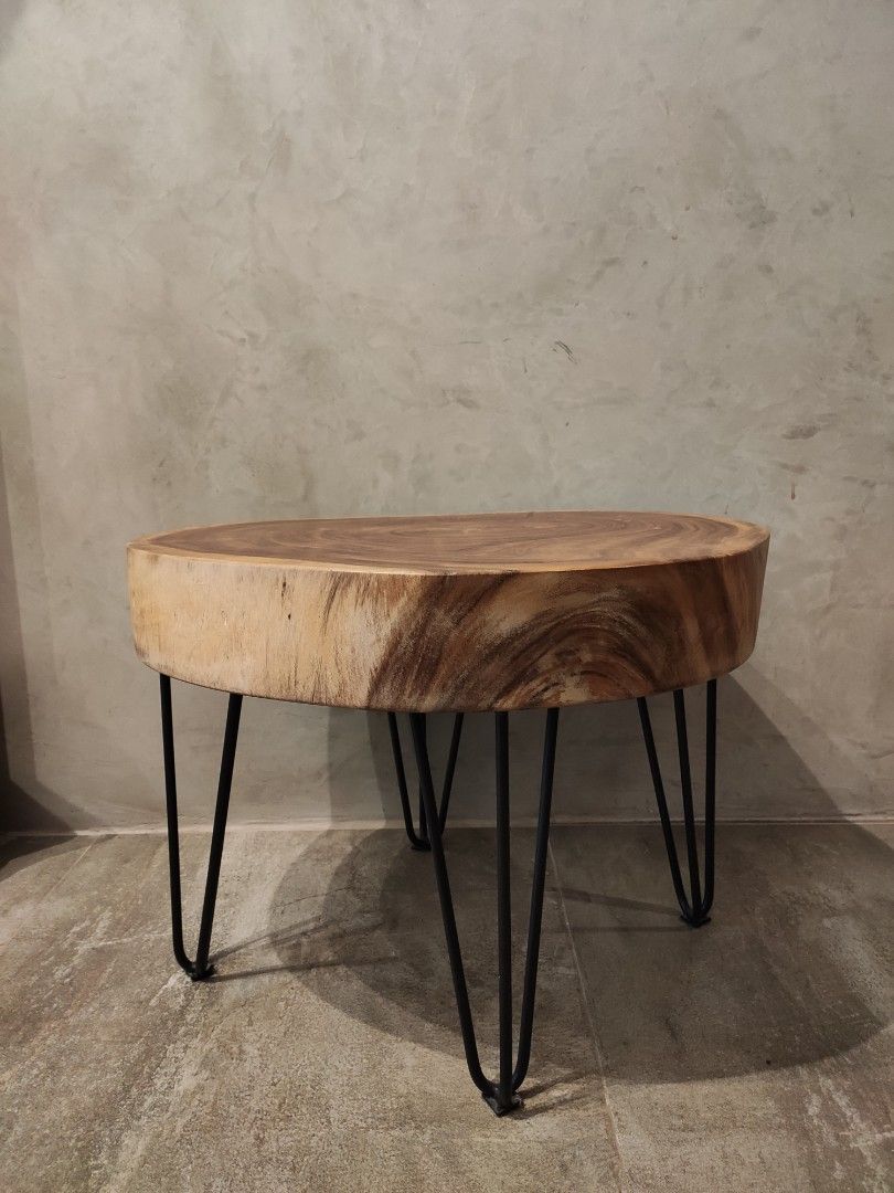 Industrial Modern Minimalist Real wood irregular shaped coffee table ...