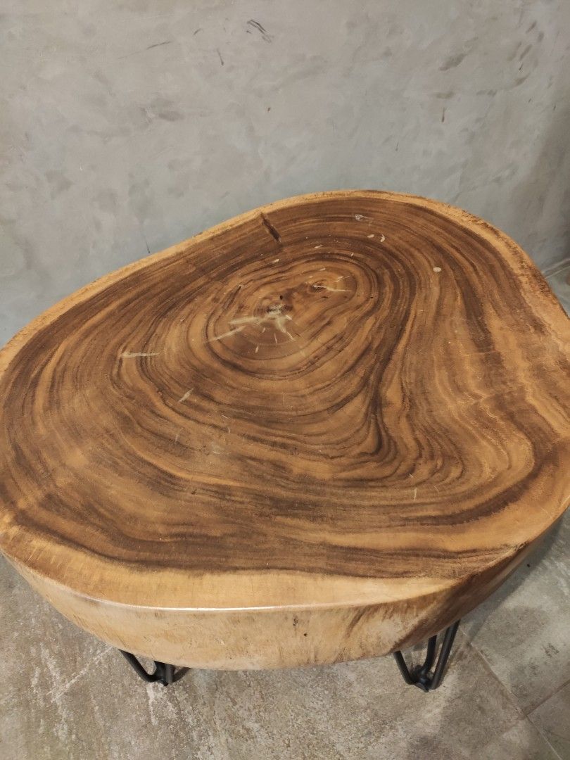 Industrial Modern Minimalist Real wood irregular shaped coffee table ...