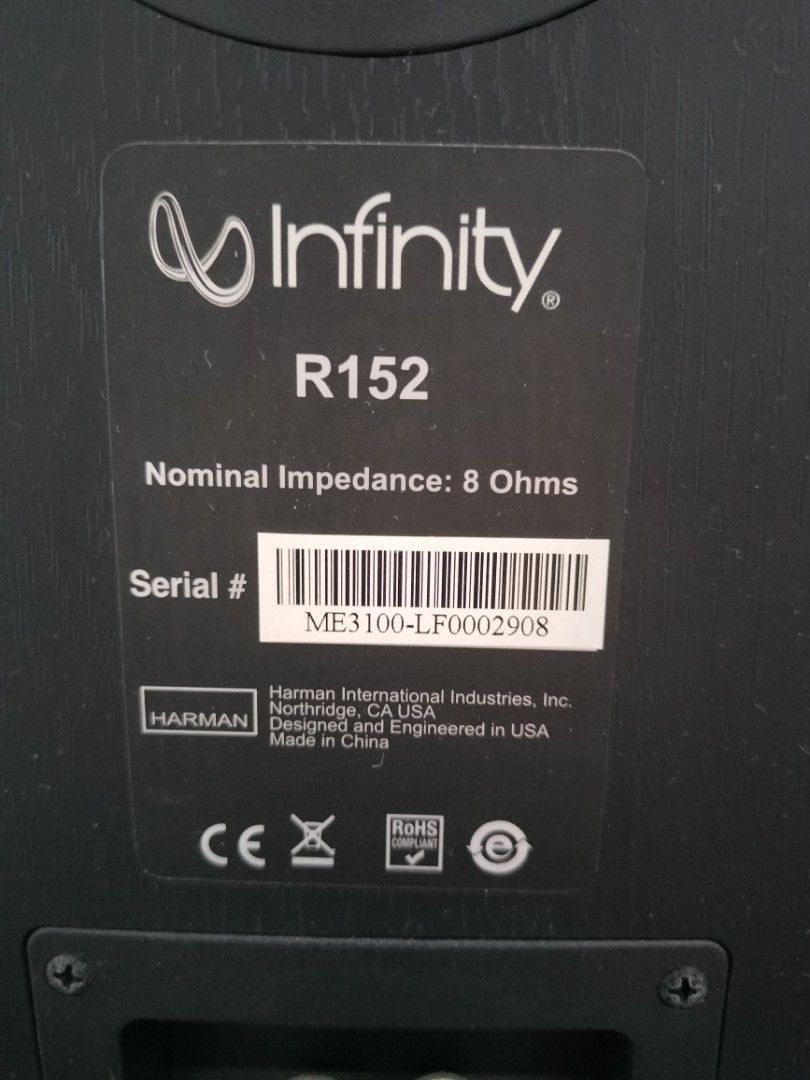 Infinity R152 Bookshelf Speaker, Audio, Soundbars, Speakers ...