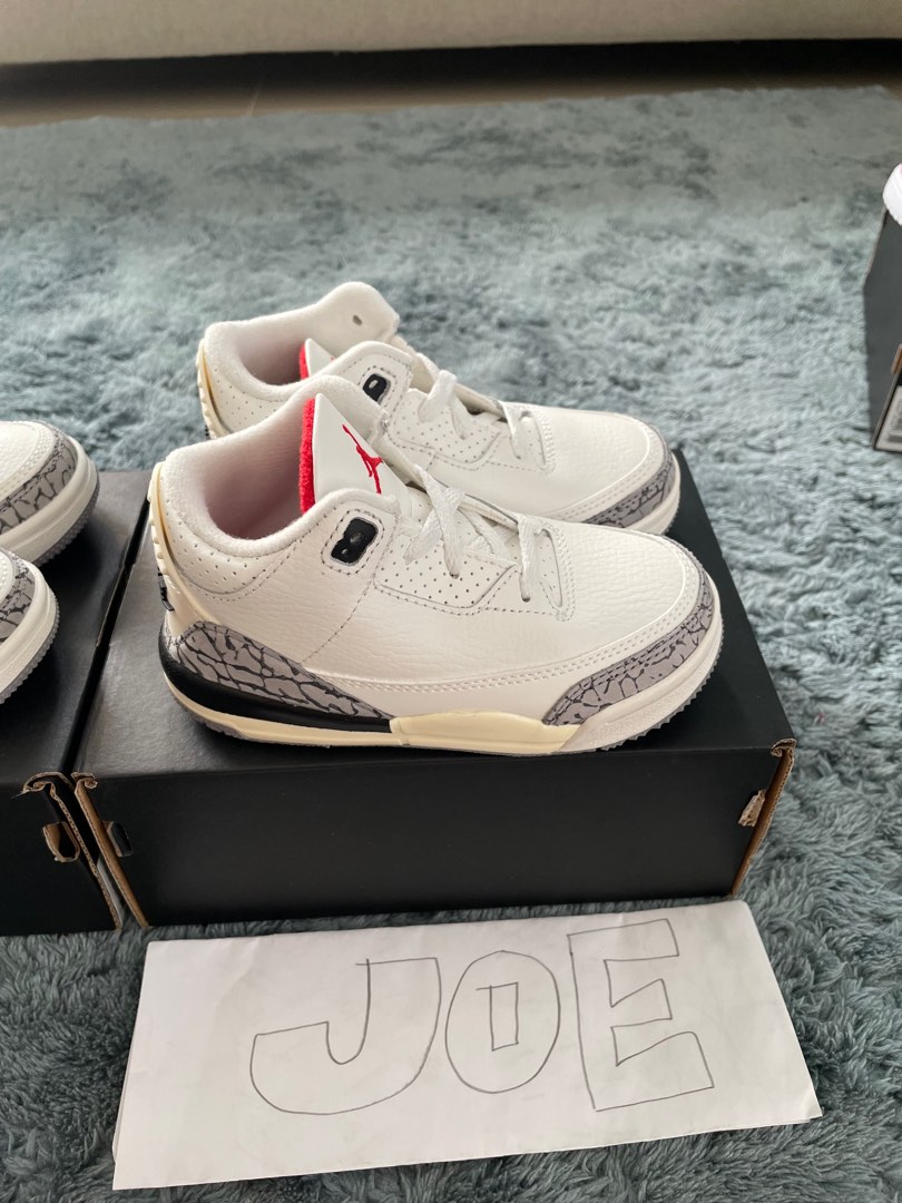 Jordan 3 White Cement, Babies & Kids, Babies & Kids Fashion on Carousell