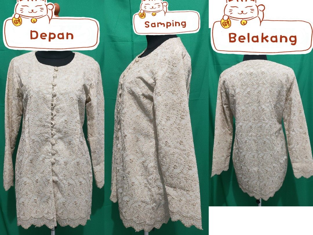 KB - 5 / Kebaya Brokat / Kebaya Brukat Tebal / Kebaya Cream Gold ...