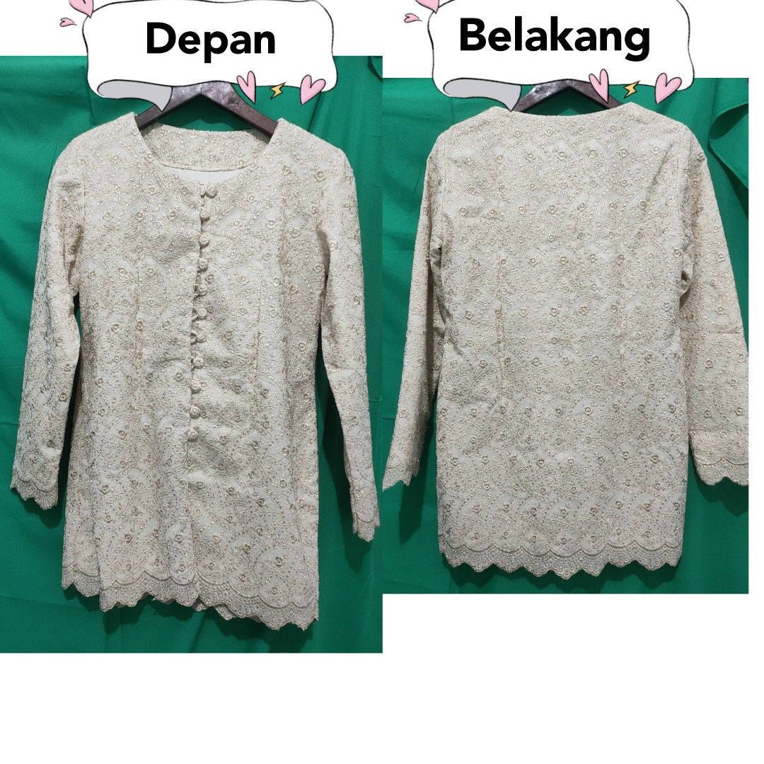 KB - 5 / Kebaya Brokat / Kebaya Brukat Tebal / Kebaya Cream Gold ...