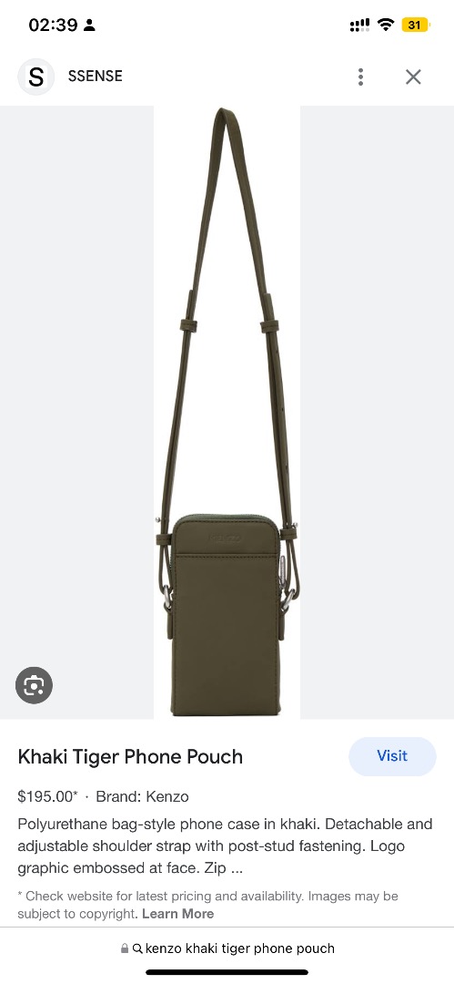 Kenzo Khaki Phone Pouch on Carousell