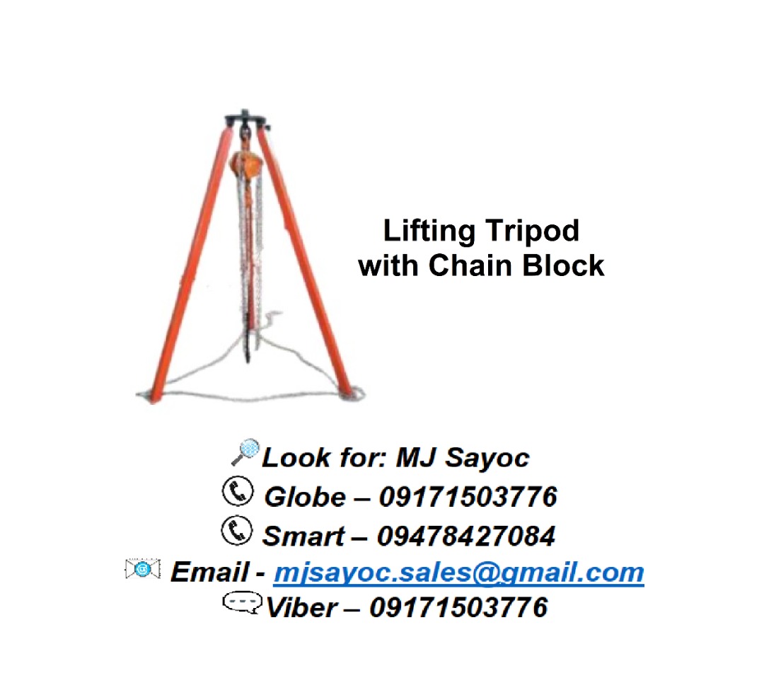 Lifting Tripod with Chain Block, Commercial & Industrial, Construction ...